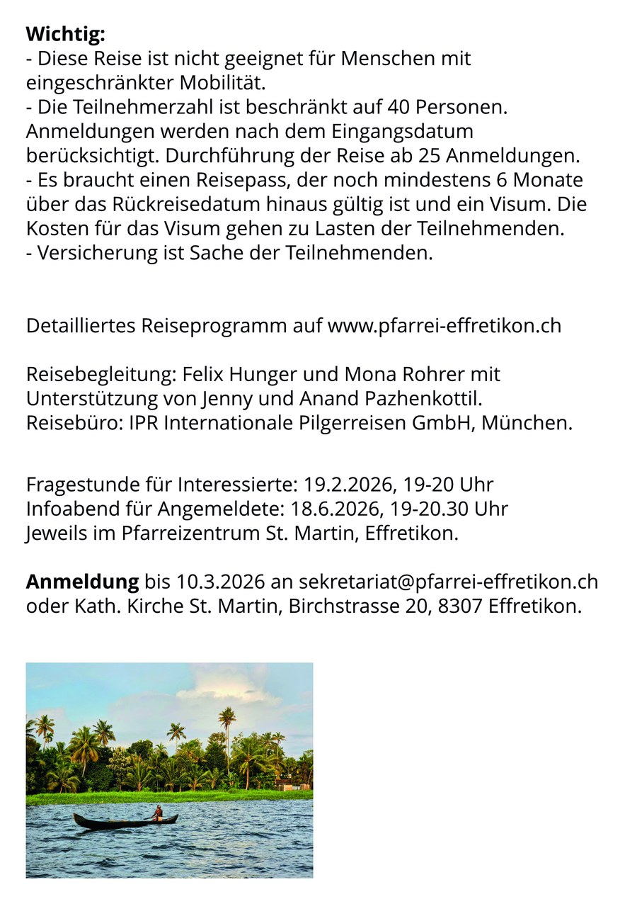 Pfarreireise Indien 5.-15. Oktober 2026 — Katholische Kirche St. Martin ...